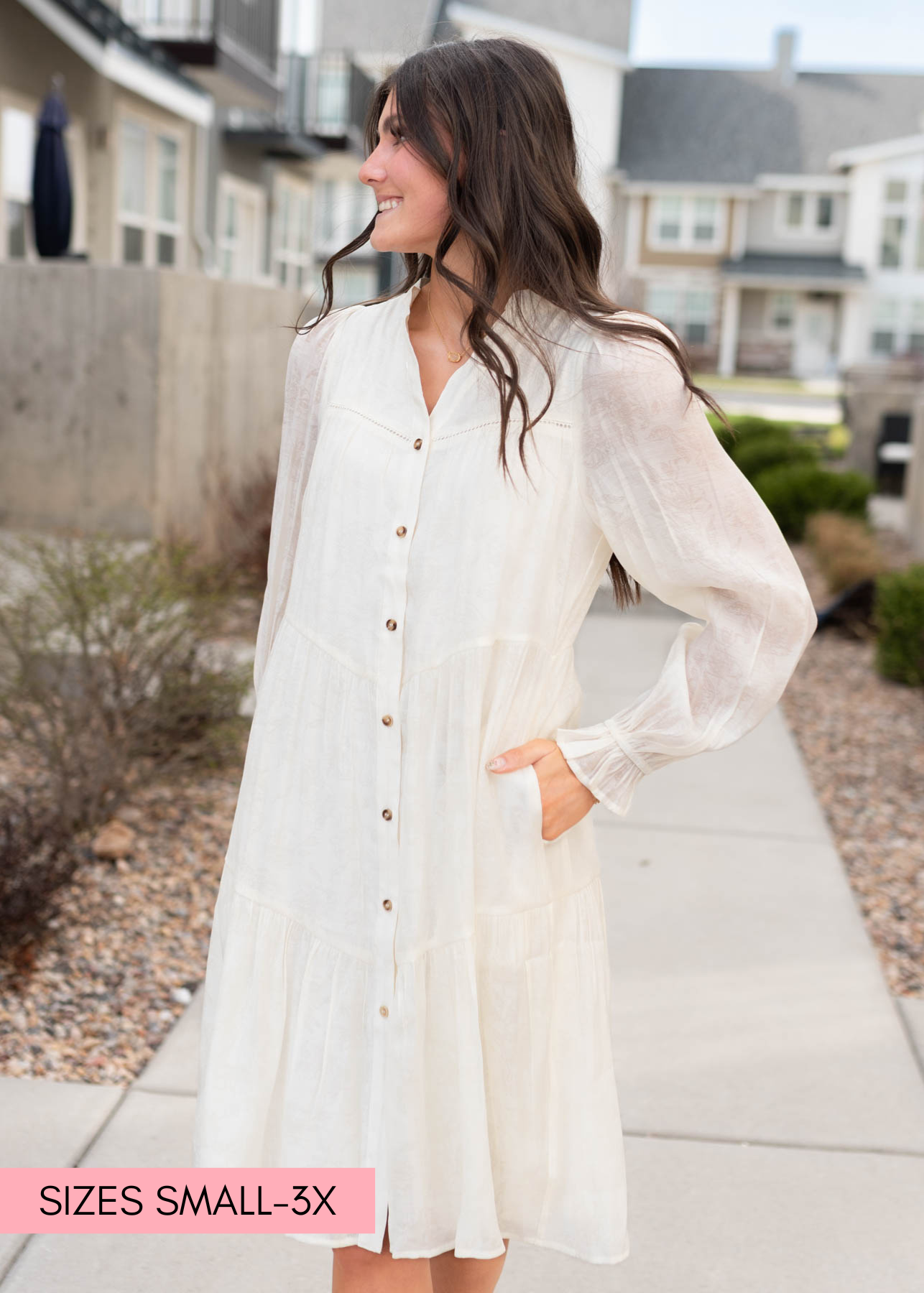 Christina Ivory Button Down Dress Polagram – Lena Layne