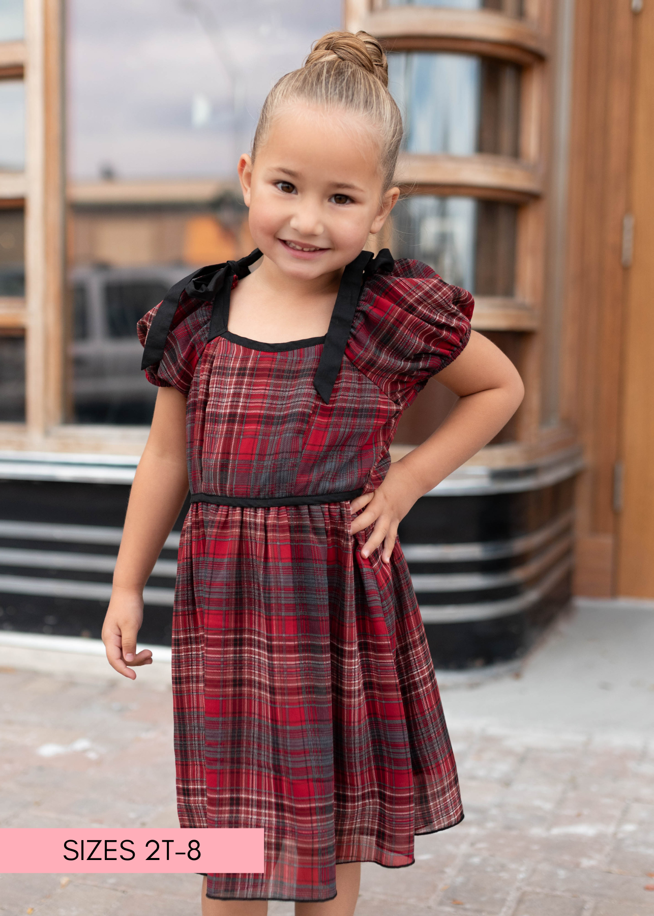 Aubrey Red Plaid Bow Little Girl Dress – Lena Layne