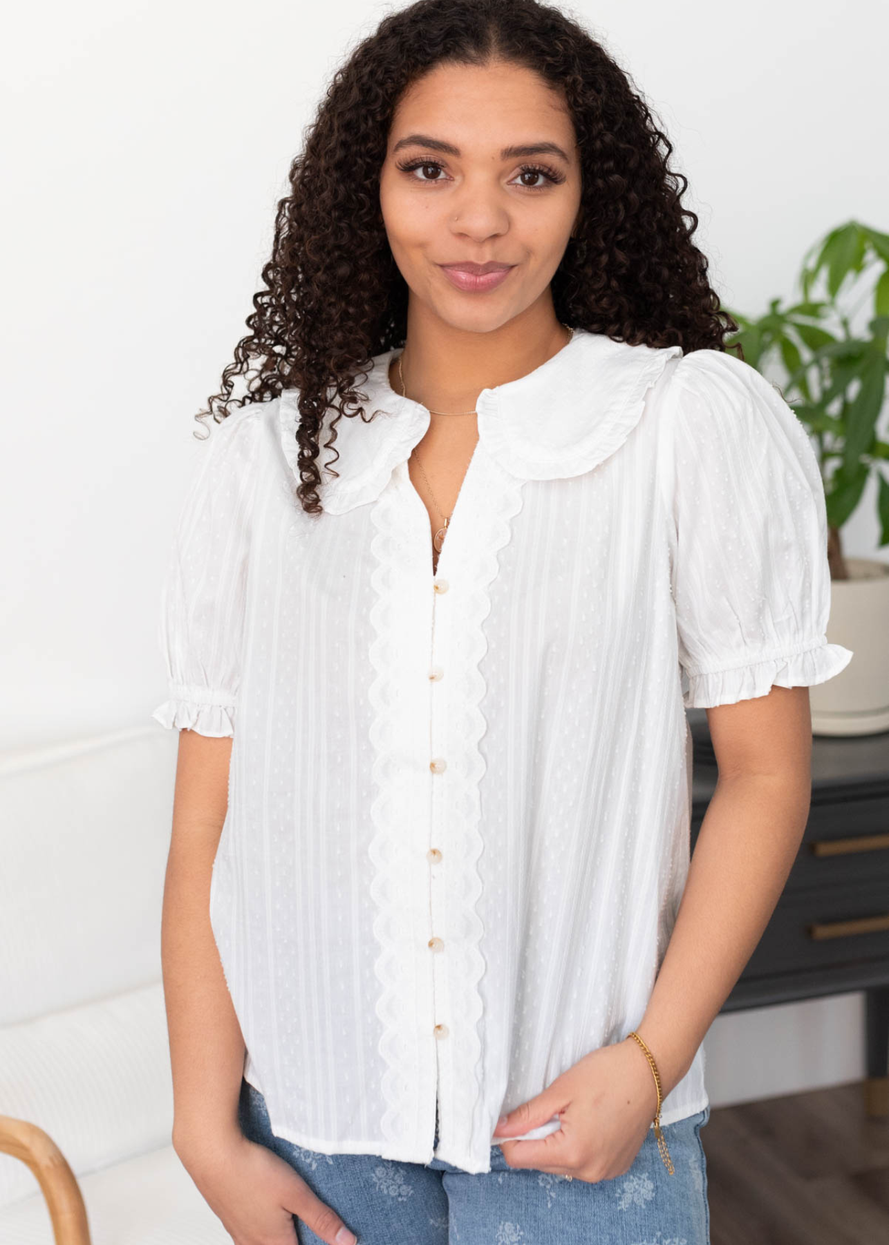 Celilia White Button Blouse Gigio – Lena Layne