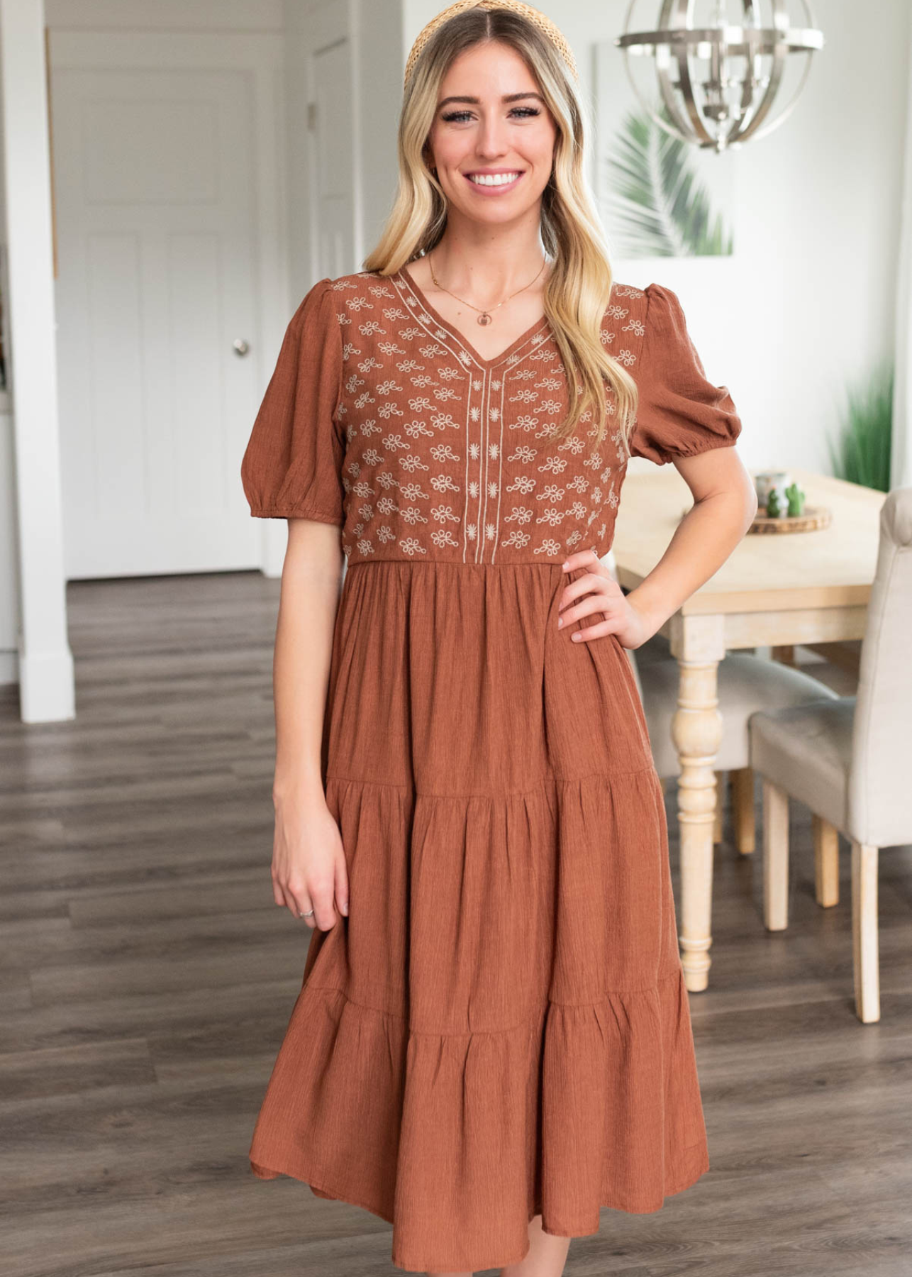 Cheryl Rust Embroidered Dress Tea N Rose – My Sister's Closet