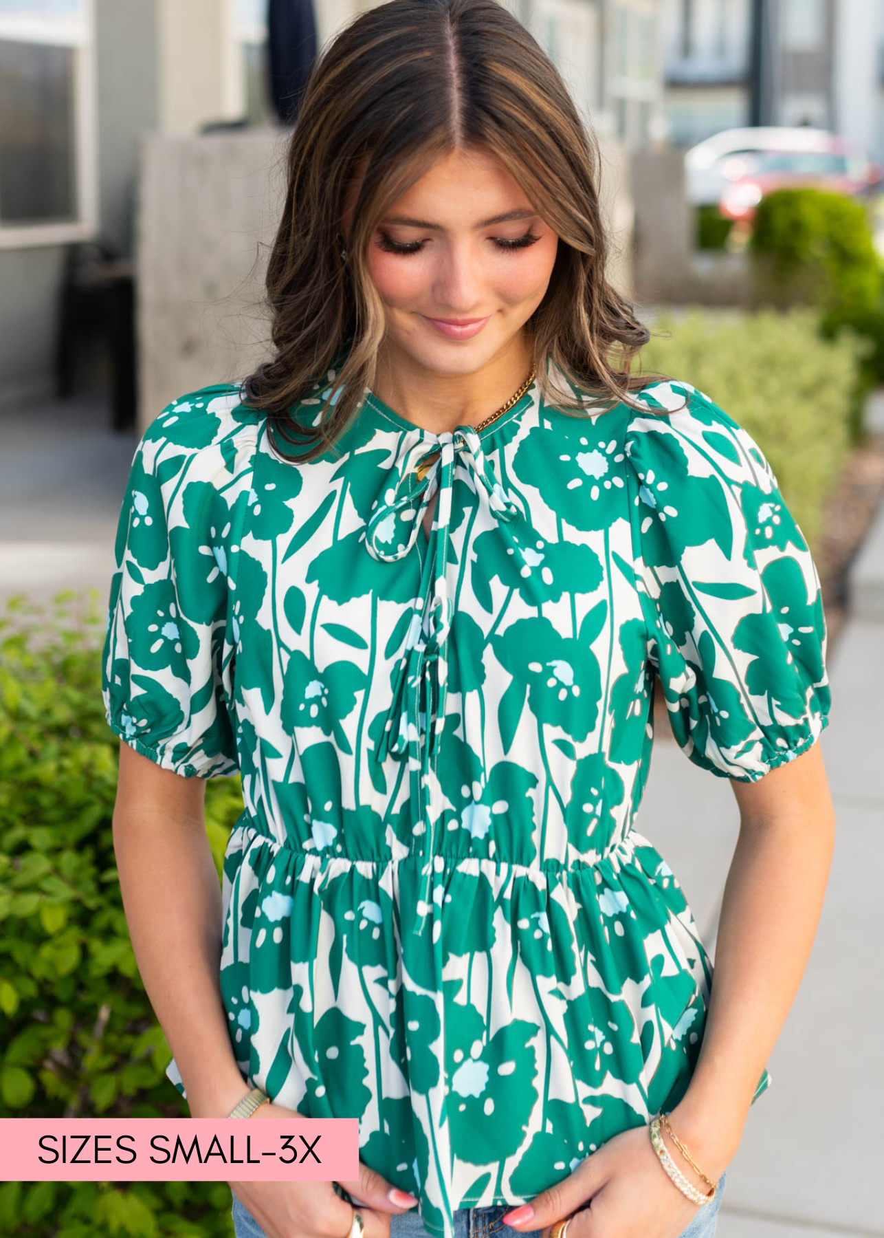 Grace Green Floral Print Top Polagram – Lena Layne
