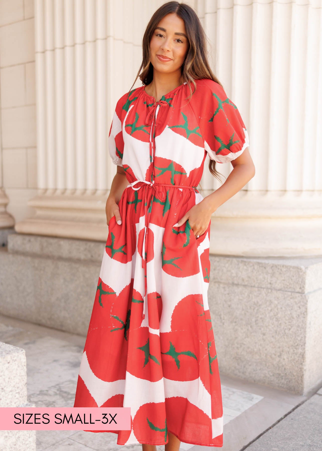 Hanna Red Pattern Dress Polagram – Lena Layne
