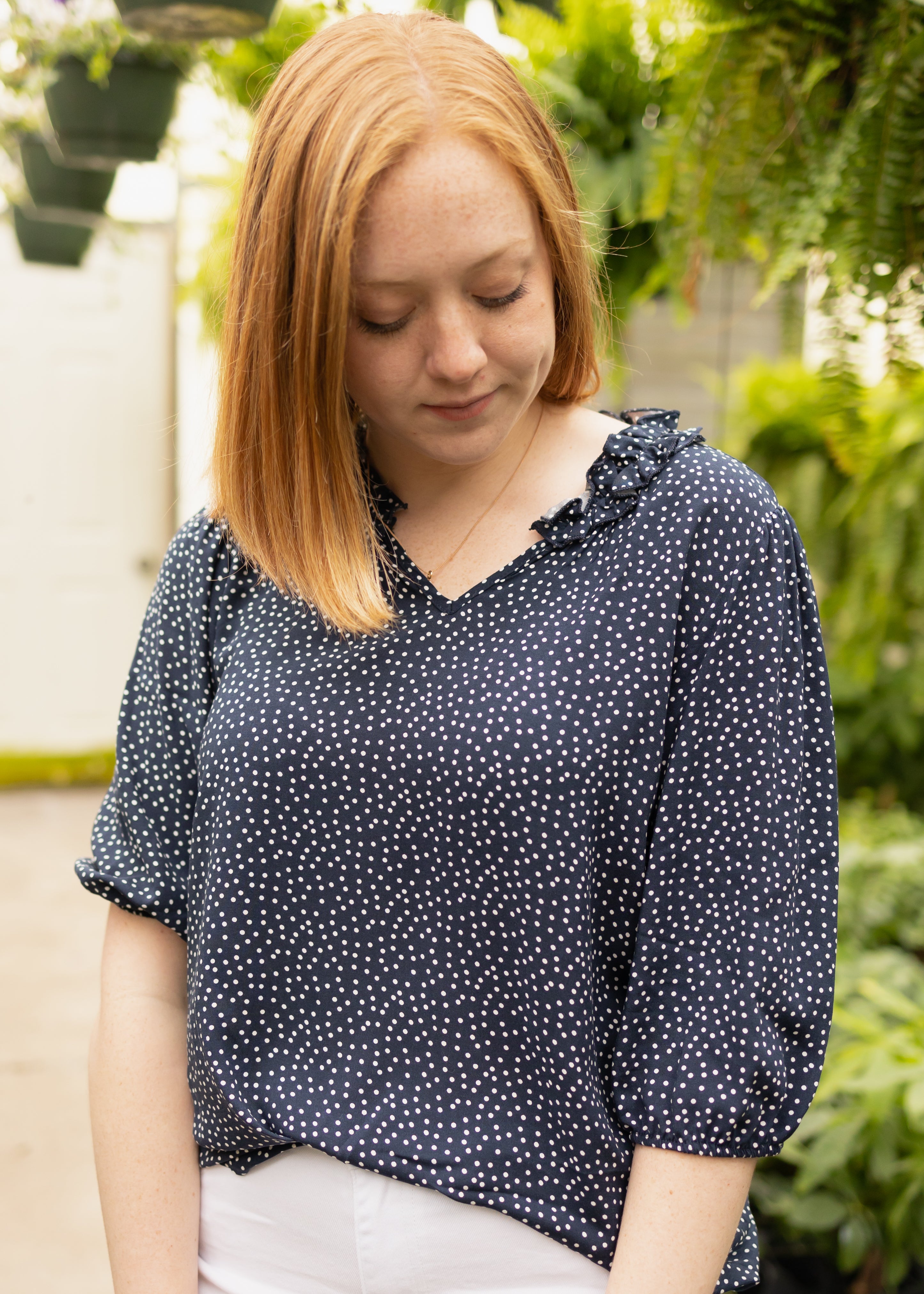 Kaylee Navy Top Les Amis Polka Dot – My Sister's Closet