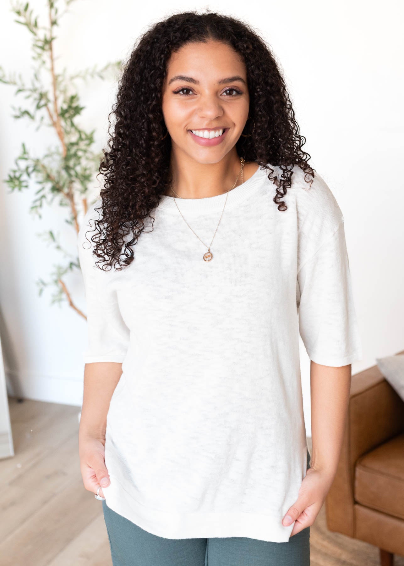 Mari White Textured Top – Lena Layne