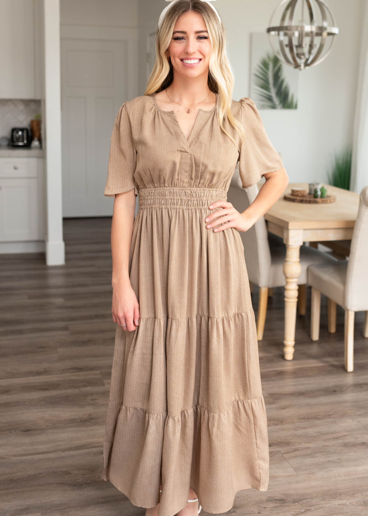 Mika Pale Brown Tiered Dress Tea N Rose – My Sister's Closet