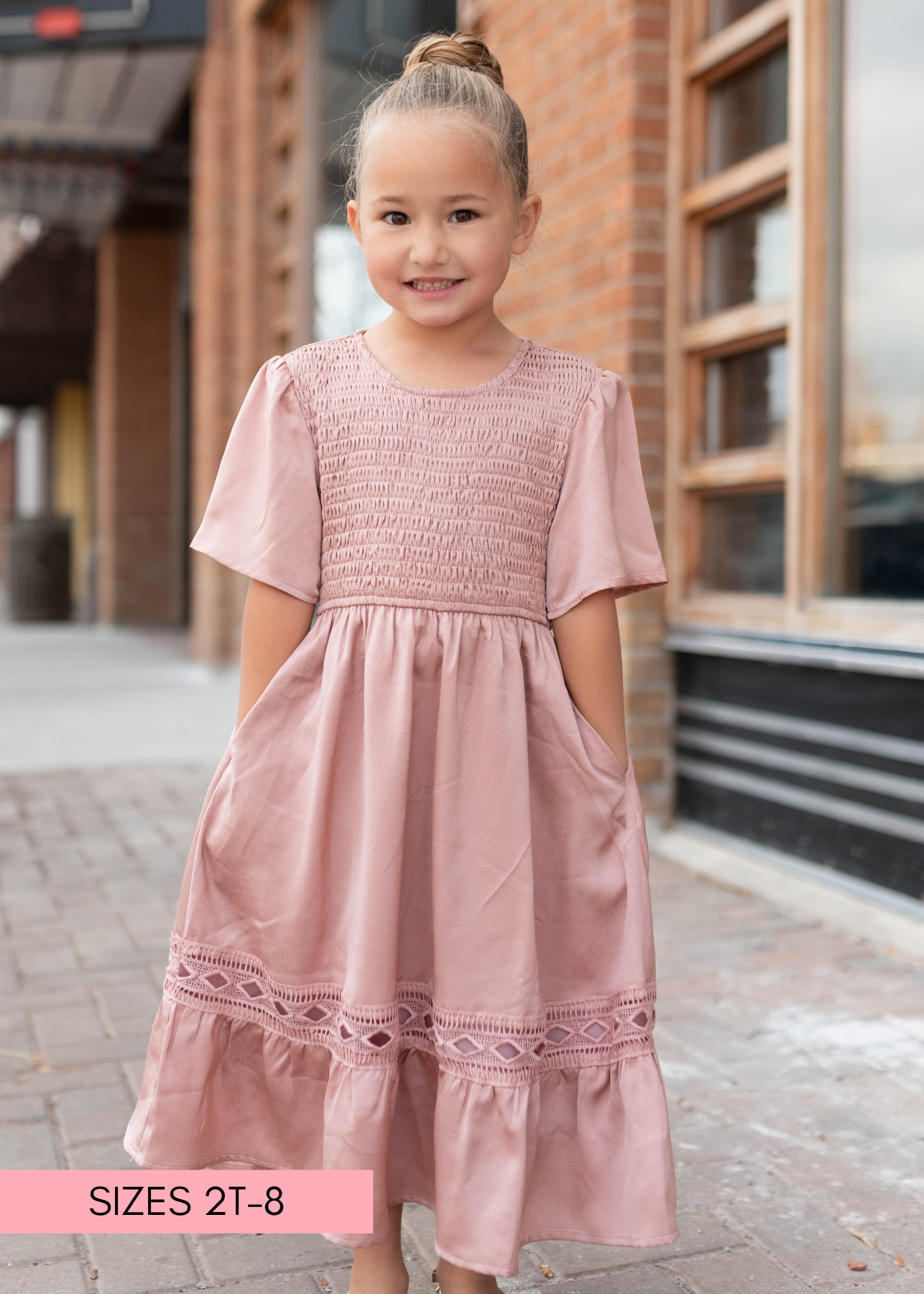 Millie Blush Smocked Little Girl Dress | Lena Layne